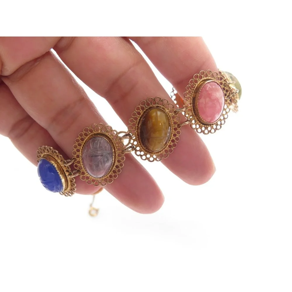 Beau Sterling | Jewelry | Vintage Egyptian Revival Scarab Beetle Gem ...